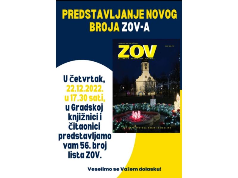 Predstavljanje novog broja ZOV-a 22.12.2022.g. u Gradskoj knjižnici ...